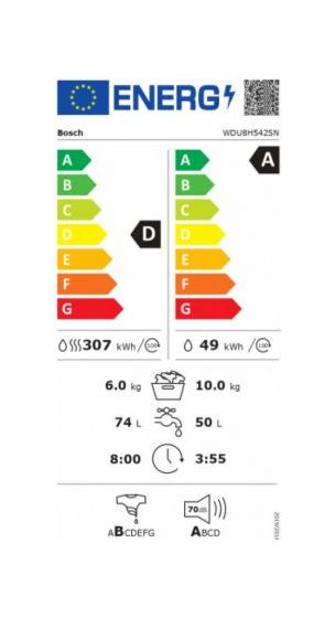 Bosch WDU8H542SN Veļas Mašīna Ar Frontālo Ielādi Ar Žāvētāju Balta ...